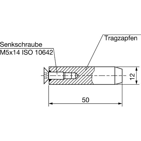 SIMONSWERK Tragzapfen 12 x 50 mm, m. Schraube M5 x 14 Stahl vernickelt