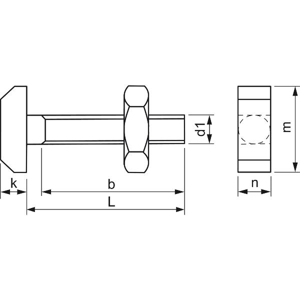 DIN 186B 8.8 M 6x 20 blank Hammerschraube mit Vierkant und langem Gewinde