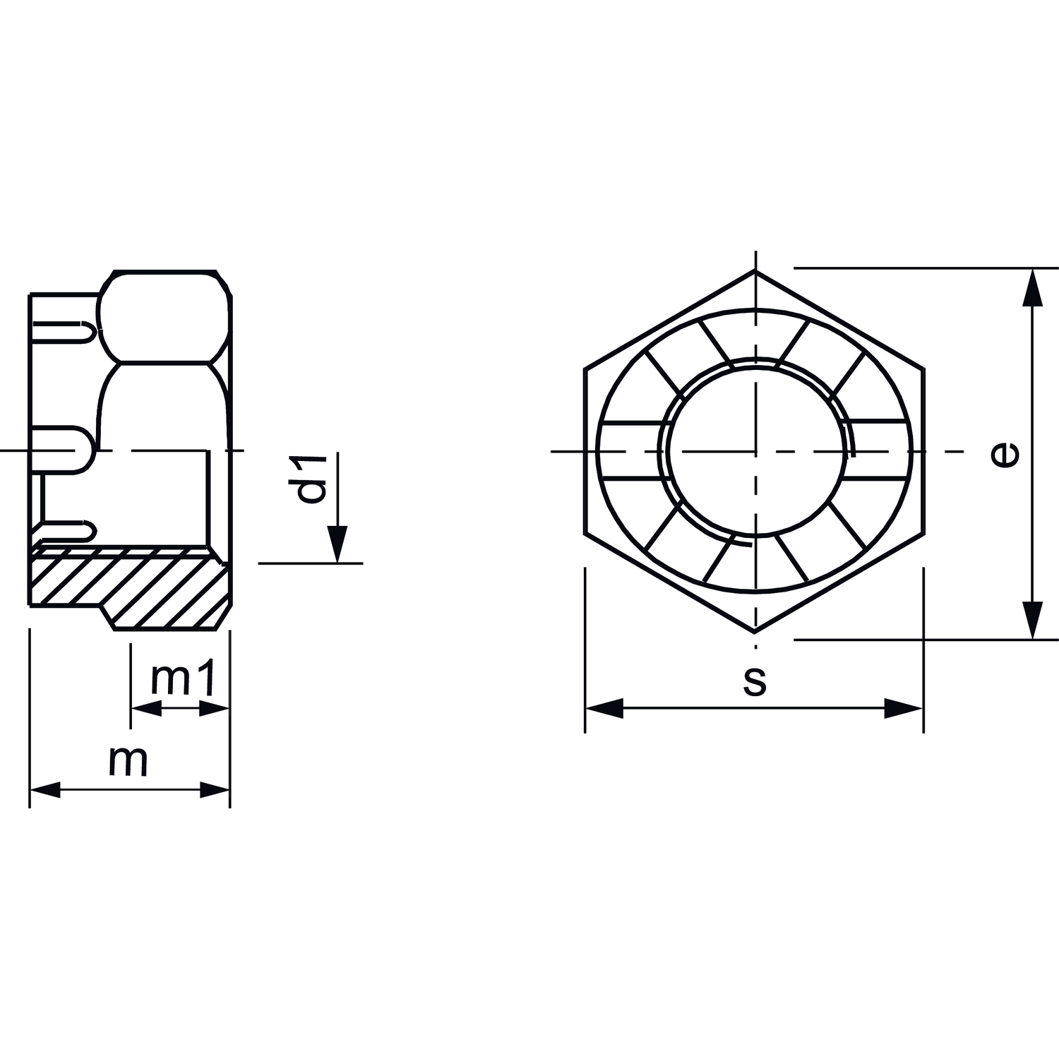 DIN937/17H M24x1.5 verzinkt Kronenmutter mit Feingewinde flache Form