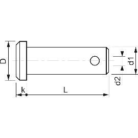 DIN1436 20x75x68.5 H11 verzinkt Bolzen mit grossem Kopf und Splintloch