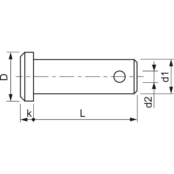 DIN1436 20x60x52 H11 verzinkt Bolzen mit grossem Kopf und Splintloch