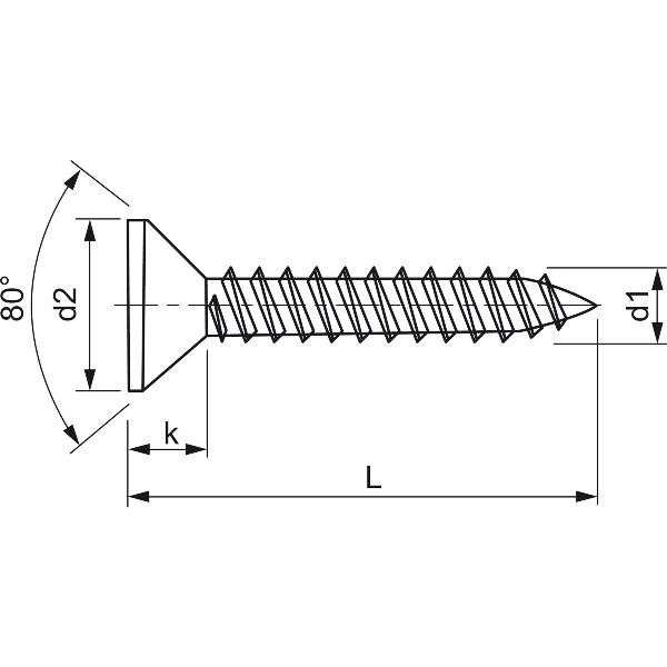 DIN7982C 3.5x 22 Phillips-KS Edelstahl A2 Senkkopf-Blechschraube ~ISO 7050
