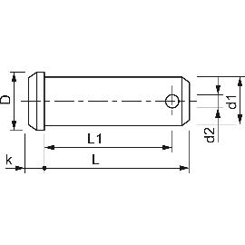 DIN1444B 16H11x50 Edelstahl A2 Bolzen mit Kopf und Splintloch