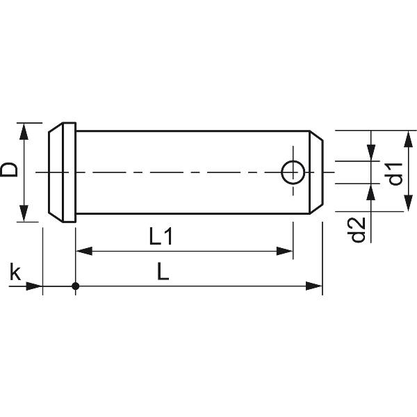 DIN1444B 16H11x50 Edelstahl A2 Bolzen mit Kopf und Splintloch