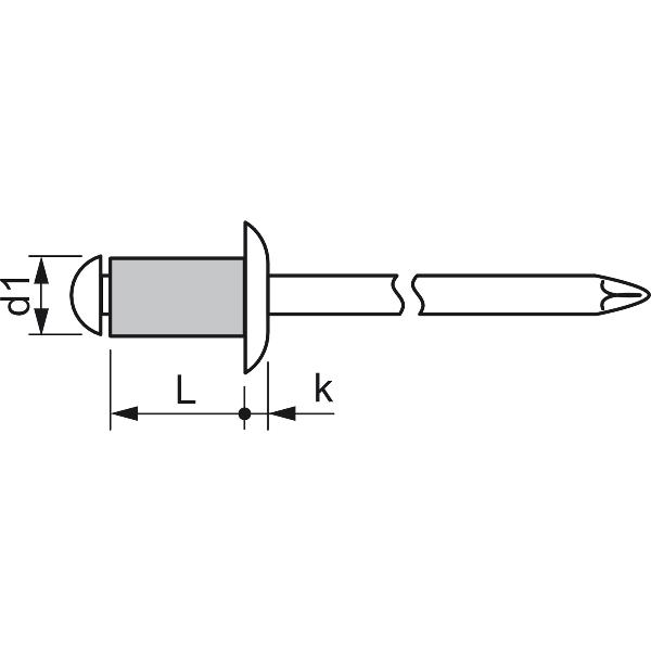 ISO 15977 Blindniete Flachrundkopf 4.0x16 Aluminium mit Stahldorn