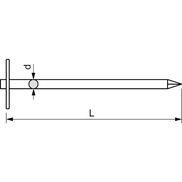 Leichtbauplattenstift 31x 50 mit aufgenieteter runder Scheibe metallisiert