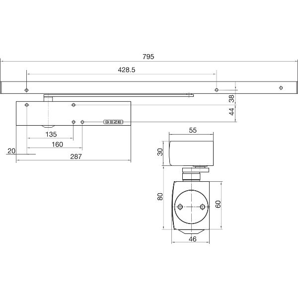 GEZE Türschließer TS 5000 L-R, EN 2-6, 1-flg. Gleitschiene, silber