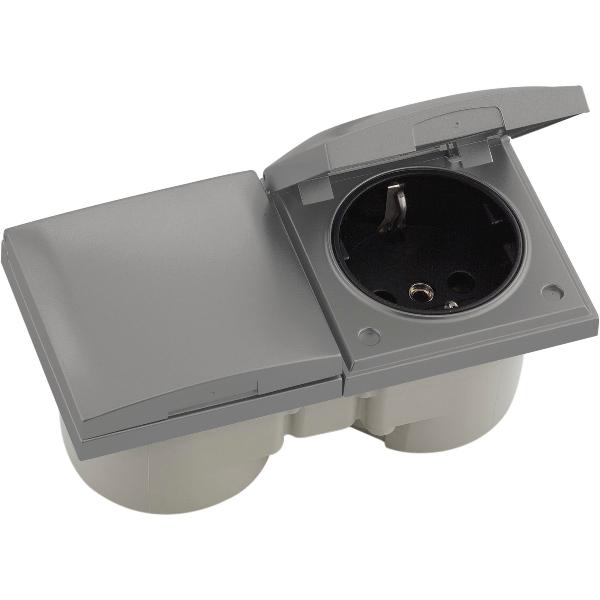 Berker Integro Flow Doppelsteckdose, Deckel Edelstahl Effekt,Steckdose ...