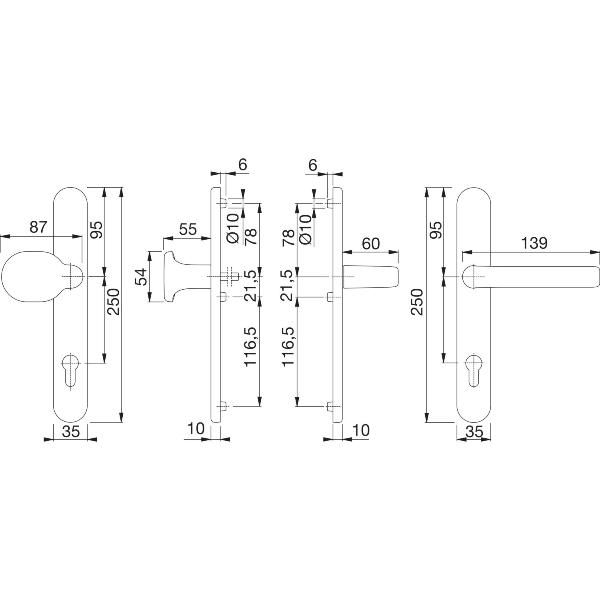 Maner usa HOPPE Liverpool cu buton, placa ingusta PZ, inox mat