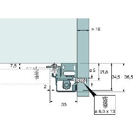 HETTICH VERTICO MONO Abdeckprofil für Laufprofil, Länge 2500, AL silber ...