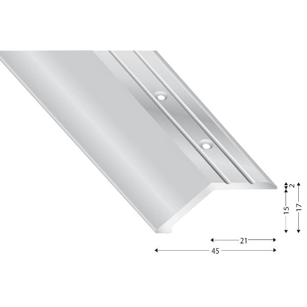 KÜGELE Abschlussprofil 201, Alu silber eloxiert gebohrt, 15 ,mm, 1000 mm