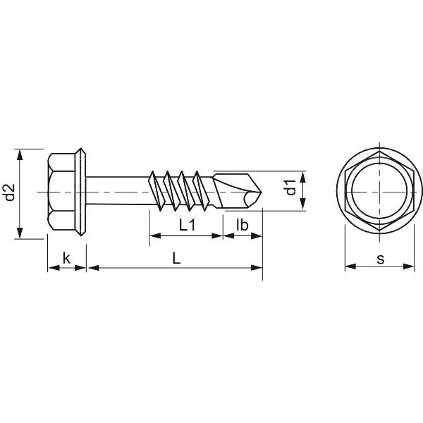 DIN7504K 6.3x 80 TG verzinkt Sechskant-Bohrschraube ~ISO15480