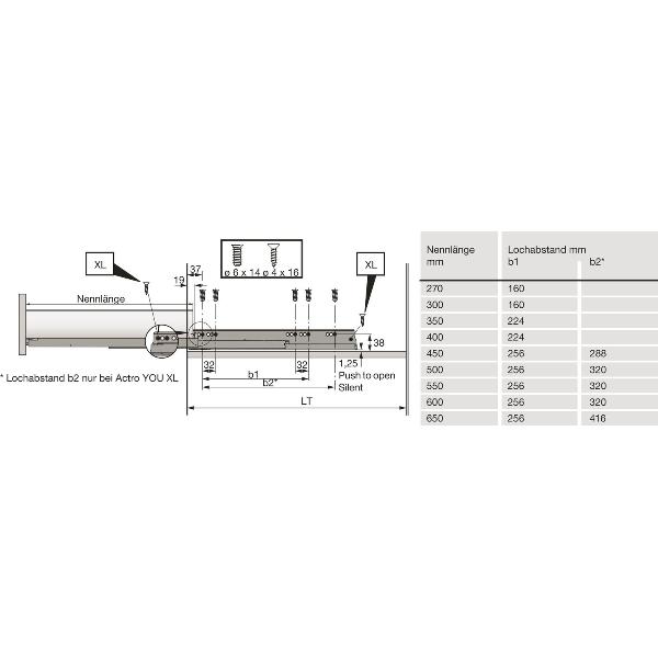 Set sertar HETTICH AvanTech YOU H 77 LN 550 antracit