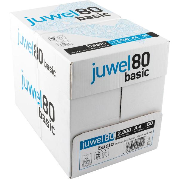 Druckerpapier Juwel Basic 80 A4, Weiß, Karton 5 x 500 Blatt